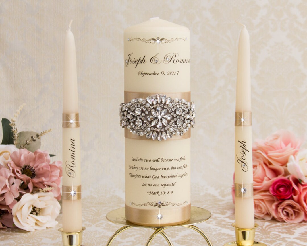 Champagne Unity Candle Set Champagne Wedding Unity Candles Wedding ...