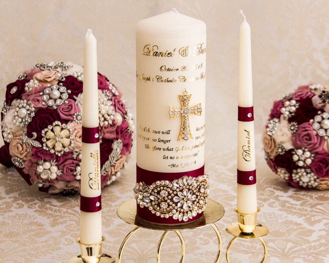 Unity Candle Set, Wedding Unity Candle Set Personalized Ceremony Unity ...