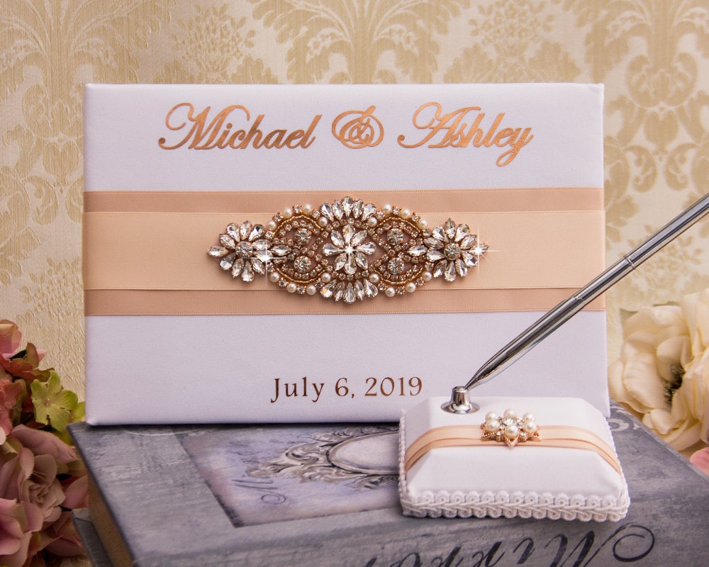 Rose Gold Wedding Guest Book Personalized Wedding Guest Book | Etsy