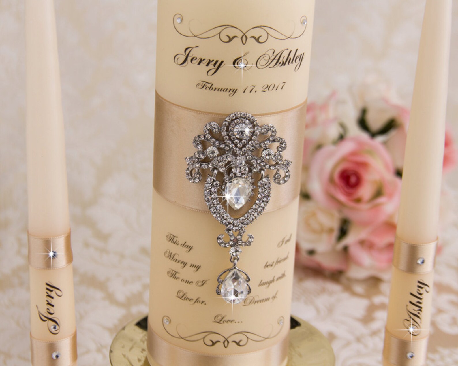 Champagne Unity Candles Personalized Wedding Unity Candles - Etsy