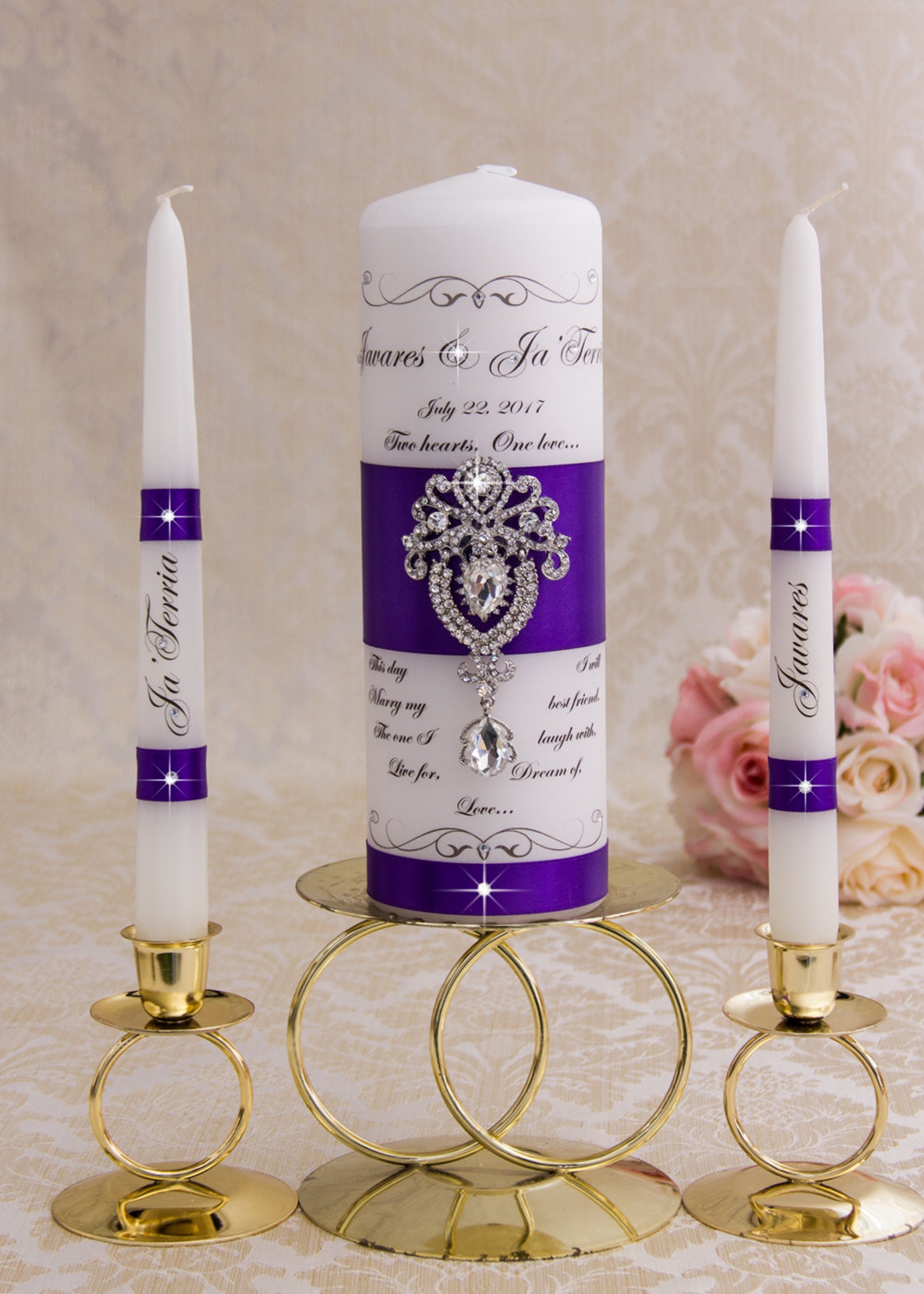 Royal Purple Unity Candle Set Wedding Unity Candle Set - Etsy