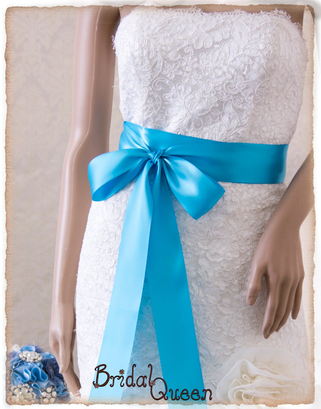 2.5" TURQUOISE Bridal Sash 4 Yards, Satin Ribbon Sash, Wedding Sash ...