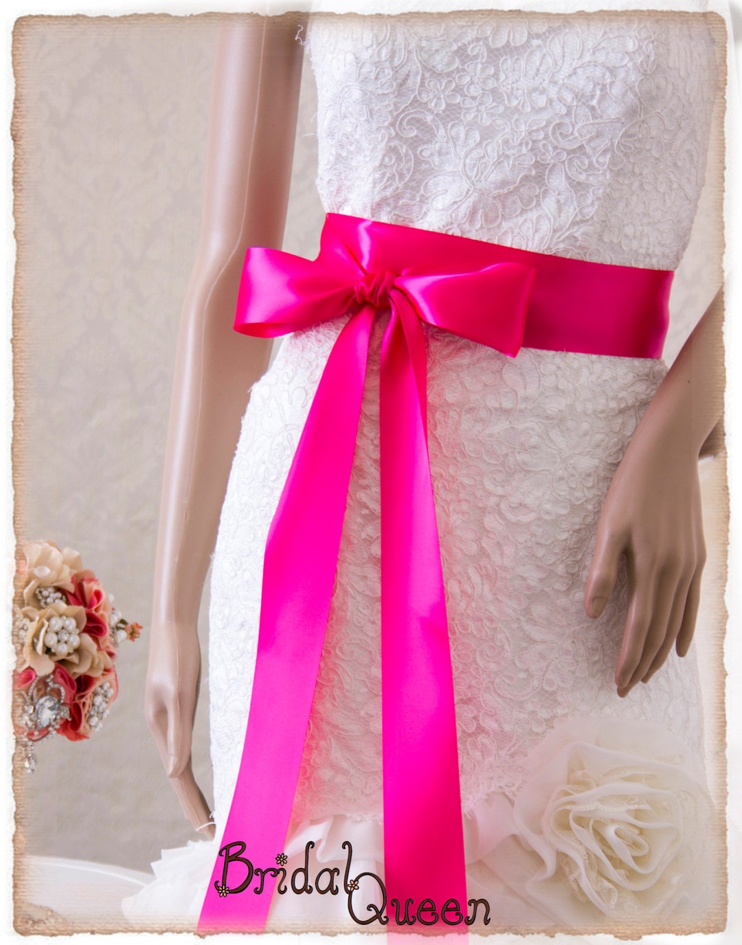 Bridal Sash, SHOCKING PINK Satin Ribbon Sash, Wedding Sash, Satin ...