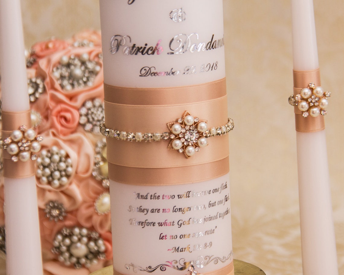 Personalized Wedding Unity Candle Set, Blush Unity Candles ...