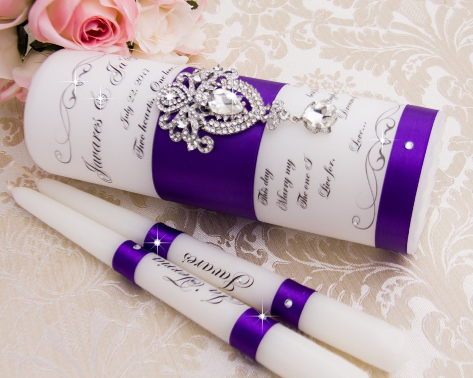 Royal Purple Unity Candle Set Wedding Unity Candle Set - Etsy