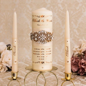 Gold Unity Candle Set Gold Wedding Unity Candles Ivory Wedding Candle ...