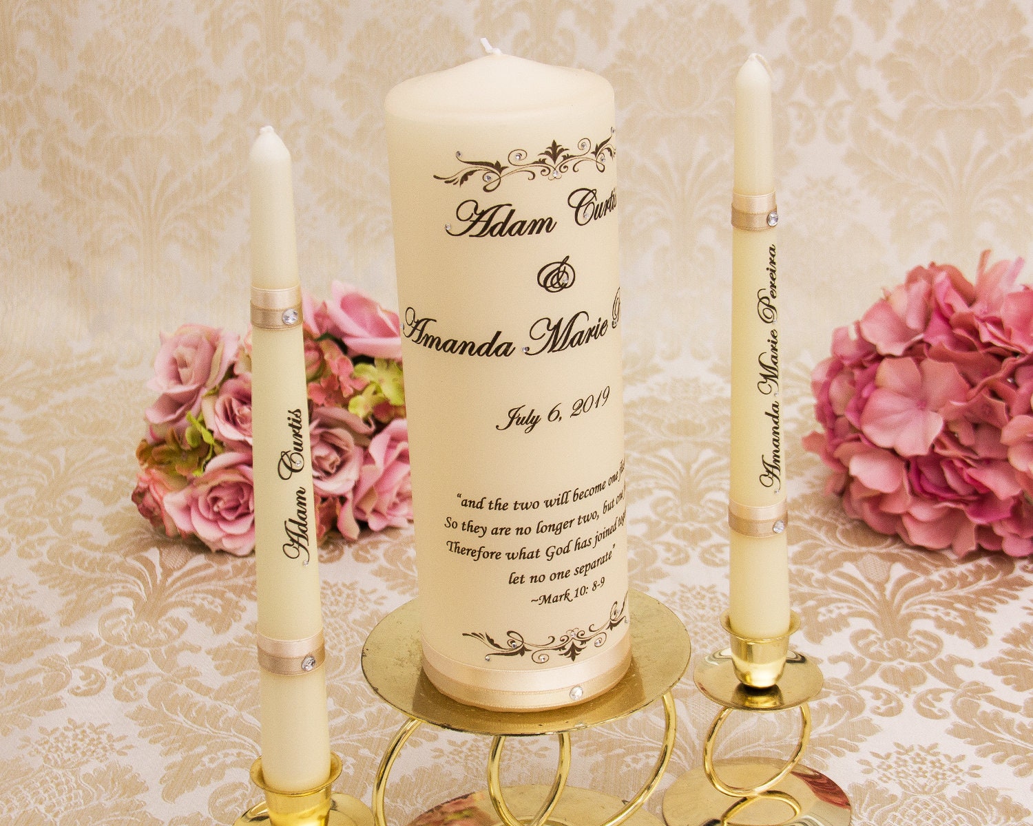 Champagne Wedding Unity Candle Set Gold Foil Wedding Candles | Etsy