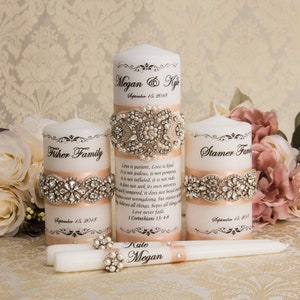 Wedding Unity Candle Set, Family Wedding Candles Set, Blush Unity ...