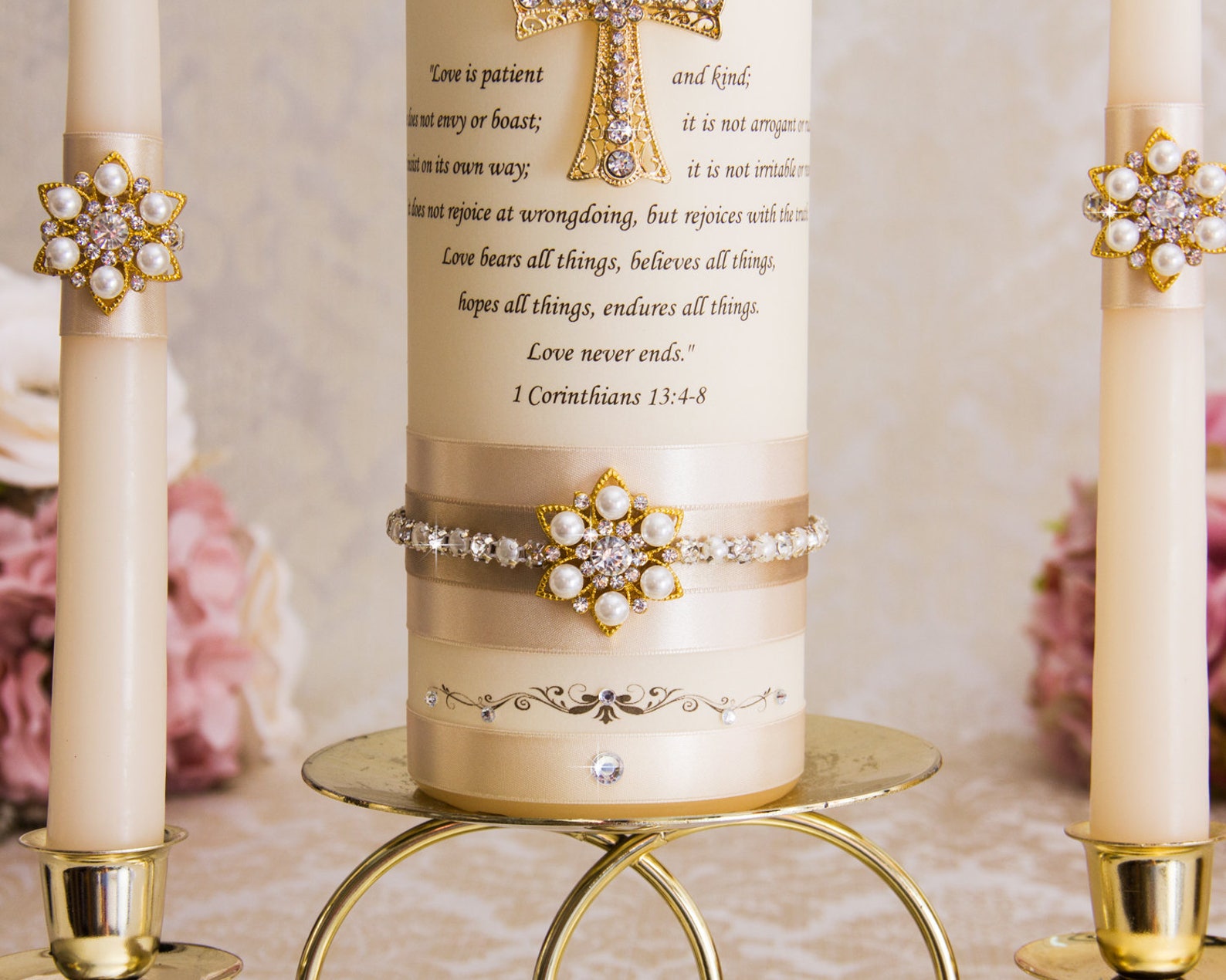 Unity Candle Set in Gold Wedding Unity Candles Gold Unity | Etsy