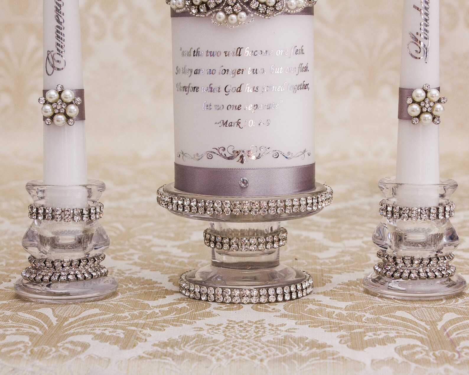 Wedding Candle Holder Set Art Deco Wedding Unity Candle | Etsy