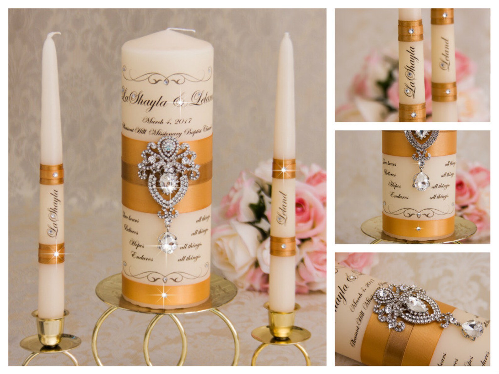 Golden Wedding Unity Candle Set Unity Candles Set | Etsy