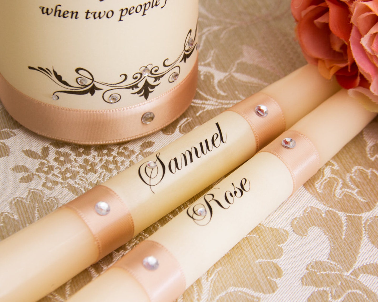 Rose Gold Wedding Unity Candles Set Personalized Unity Candle - Etsy