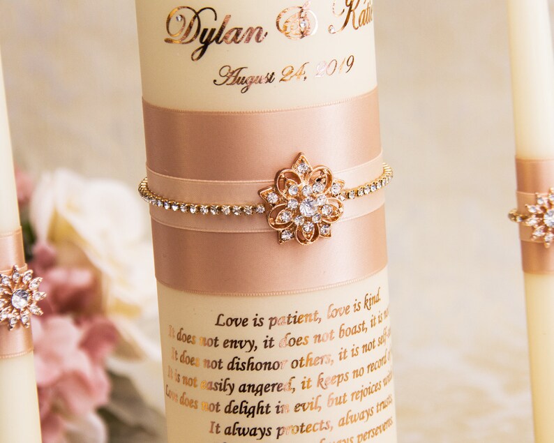 Rose Gold Unity Candle Set Personalized Wedding Unity Candles | Etsy