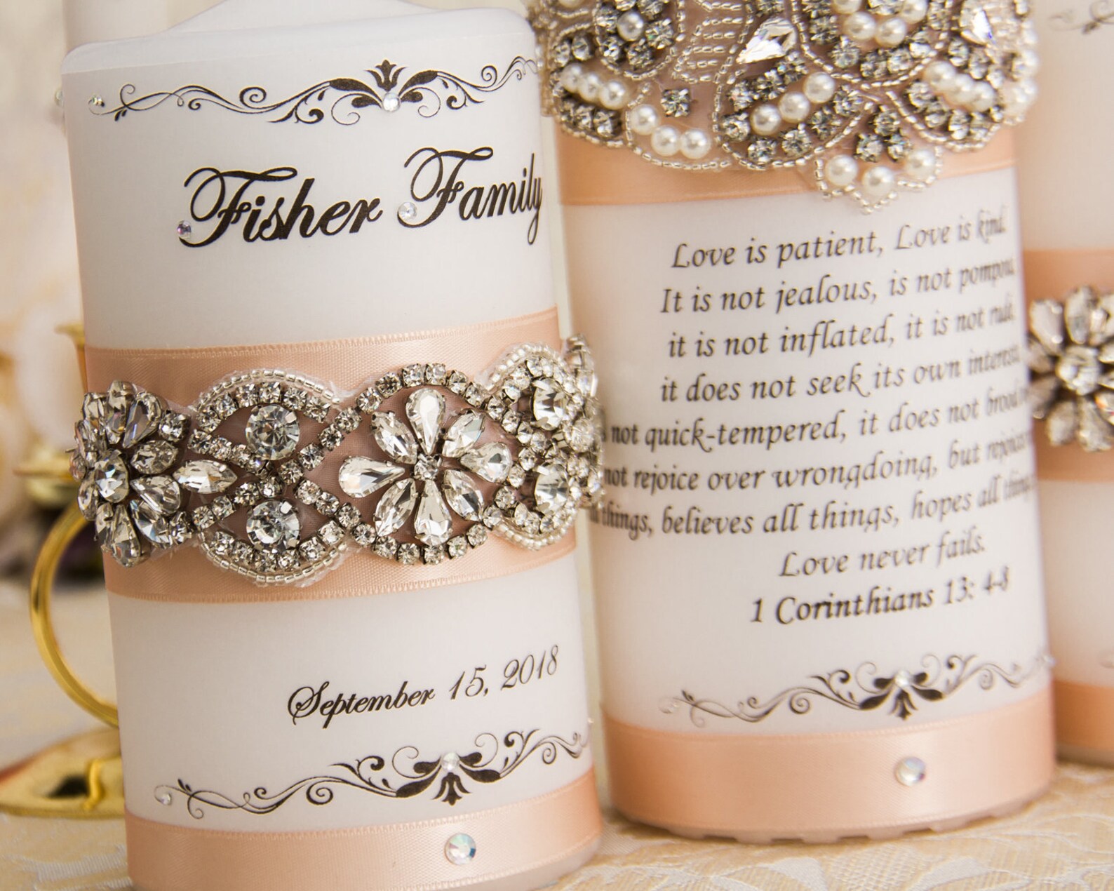 Wedding Unity Candle Set, Family Wedding Candles Set, Blush Unity ...