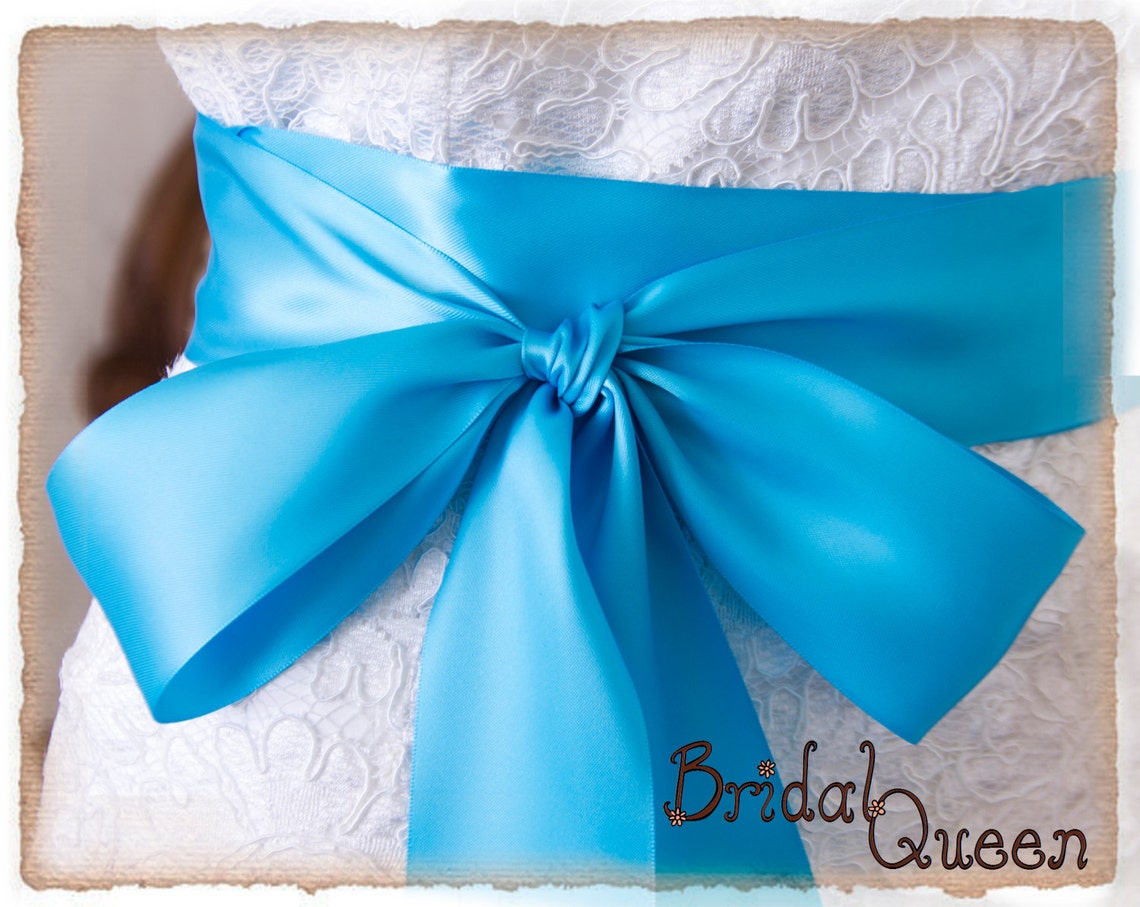 2.5 TURQUOISE Bridal Sash 4 Yards Satin Ribbon Sash - Etsy