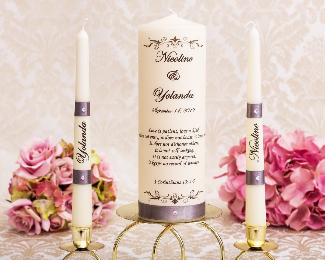 Personalized Wedding Unity Candle Set, Wedding Candles Set, Unity ...