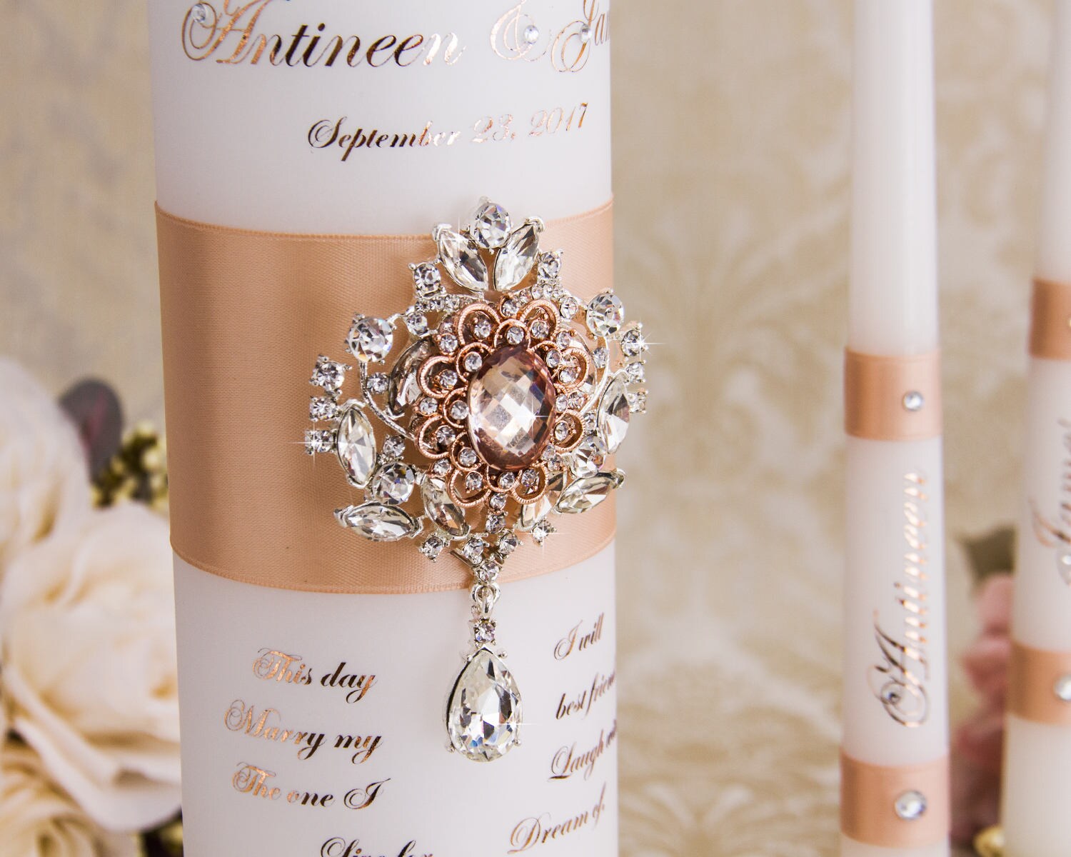 Rose Gold Unity Candle Set Burgundy Wedding Unity Candles Rose | Etsy