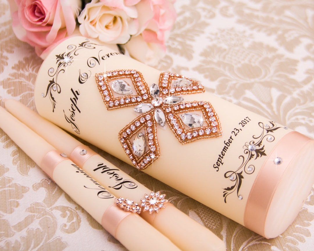 Rose Gold Wedding Unity Candle Rose Gold Unity Candle Set Blush Wedding ...