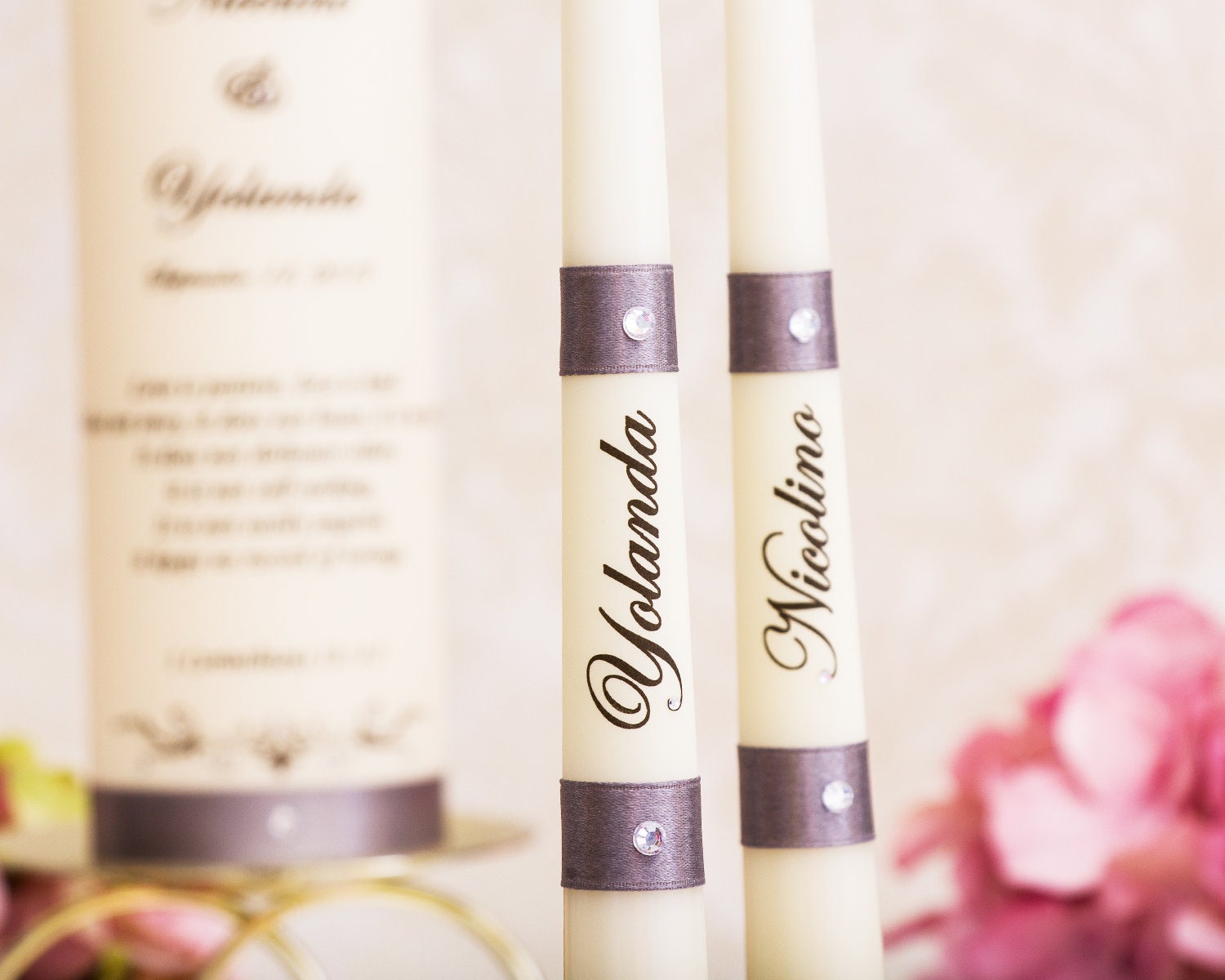 Personalized Wedding Unity Candle Set, Wedding Candles Set, Unity ...