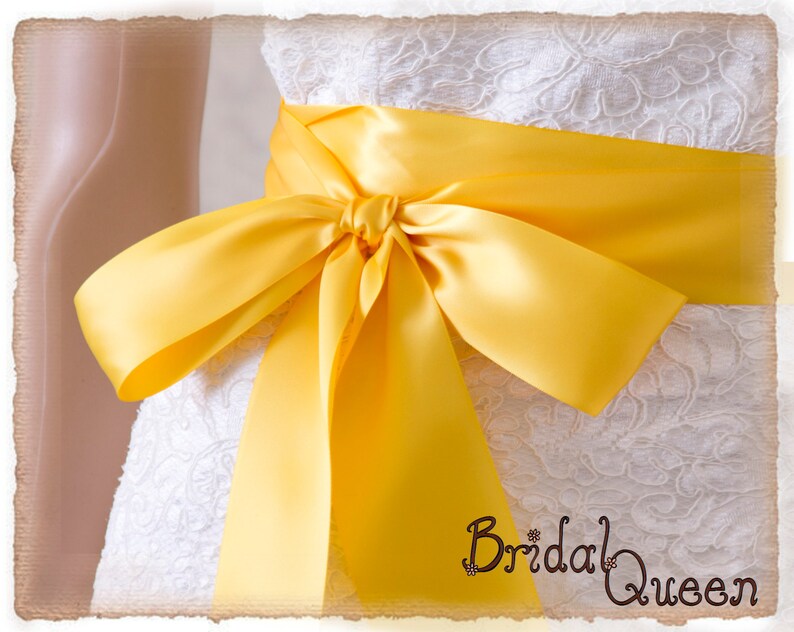 Bridal Sash YELLOW Satin Ribbon Sash Wedding Sash Satin | Etsy