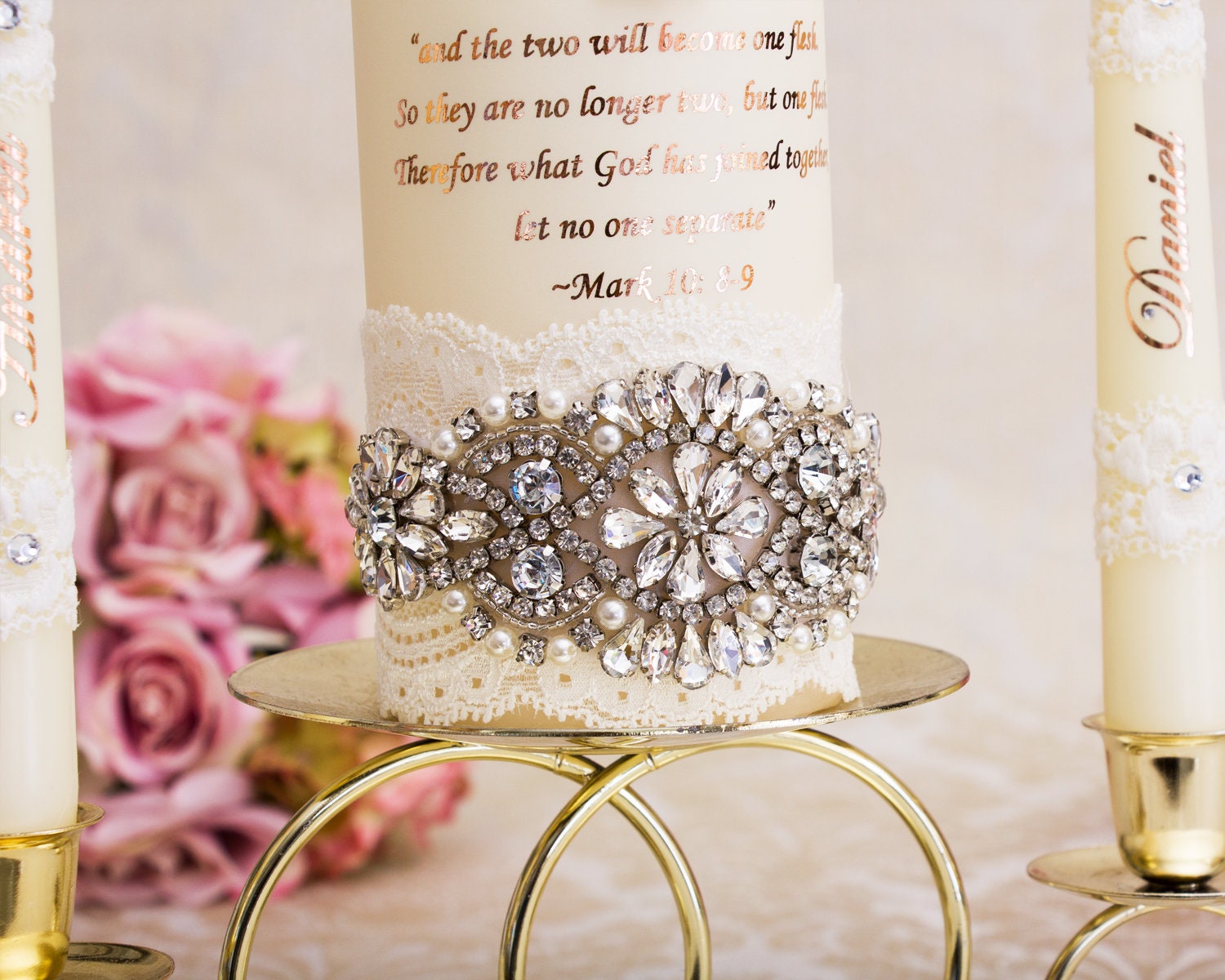 Gold Unity Candle Set Bling Wedding Unity Candles Gold Wedding Candle ...