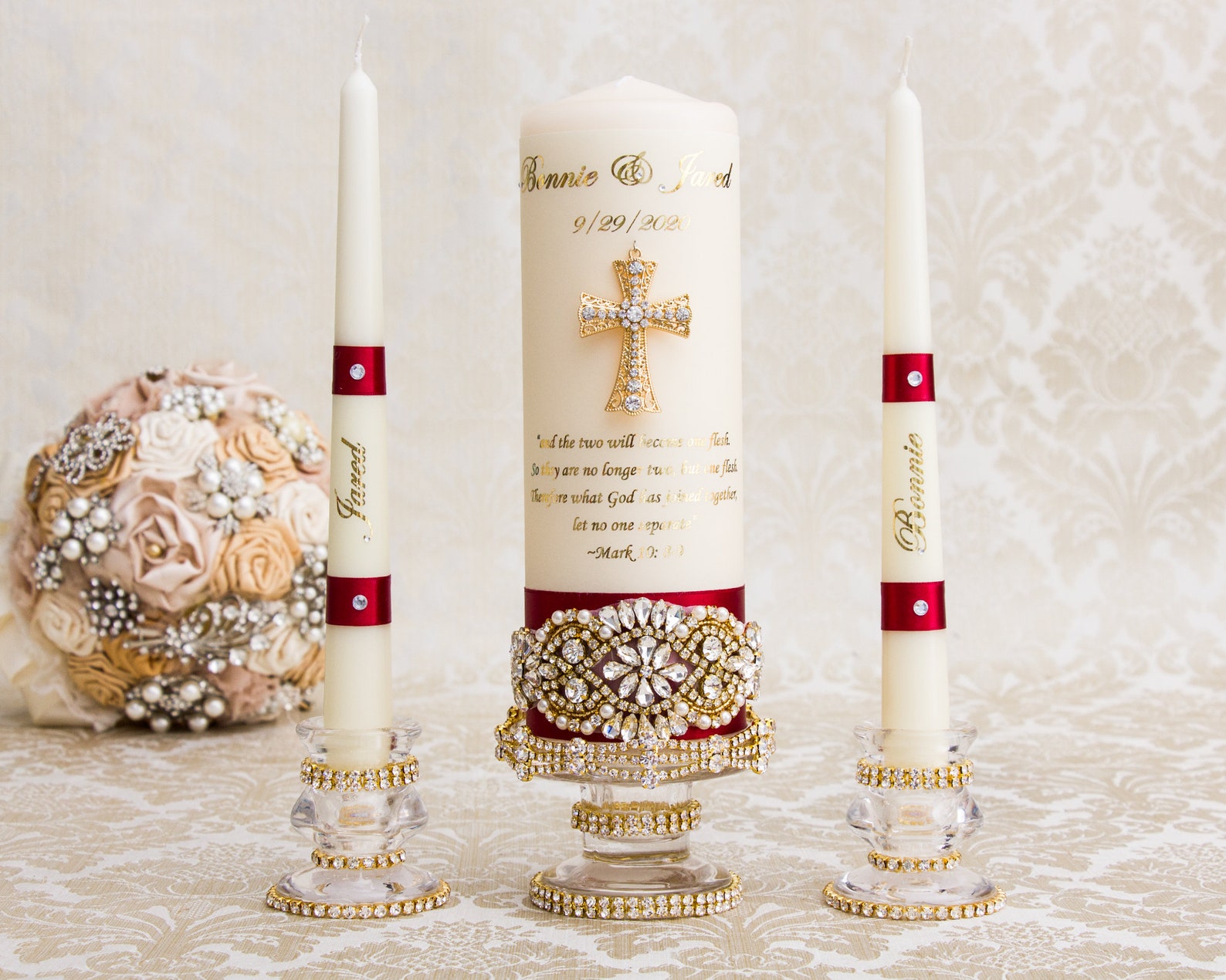 Unity Candle Set, Wedding Unity Candle Set Personalized Ceremony Unity ...