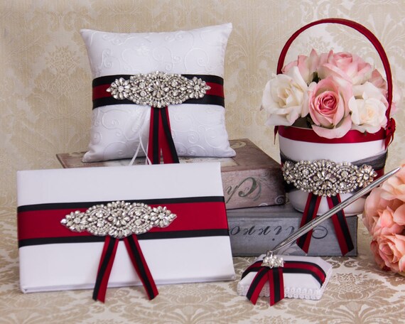 Red and Black Wedding Accessories Set Wedding Ring Bearer | Etsy