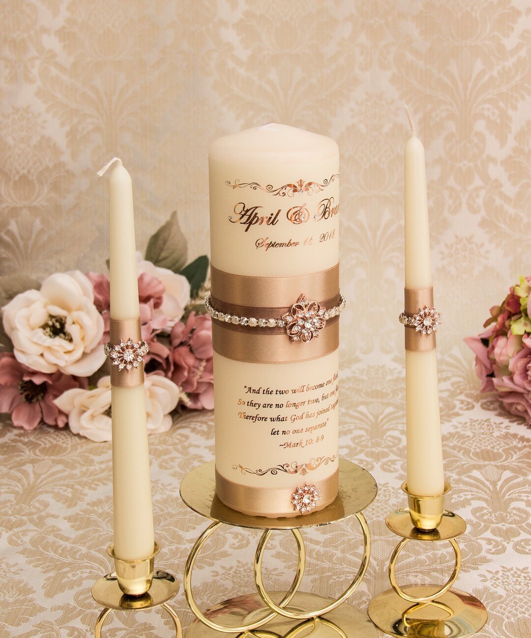 Wedding Unity Candle Set, Champagne Unity Candles, Champagne Wedding ...