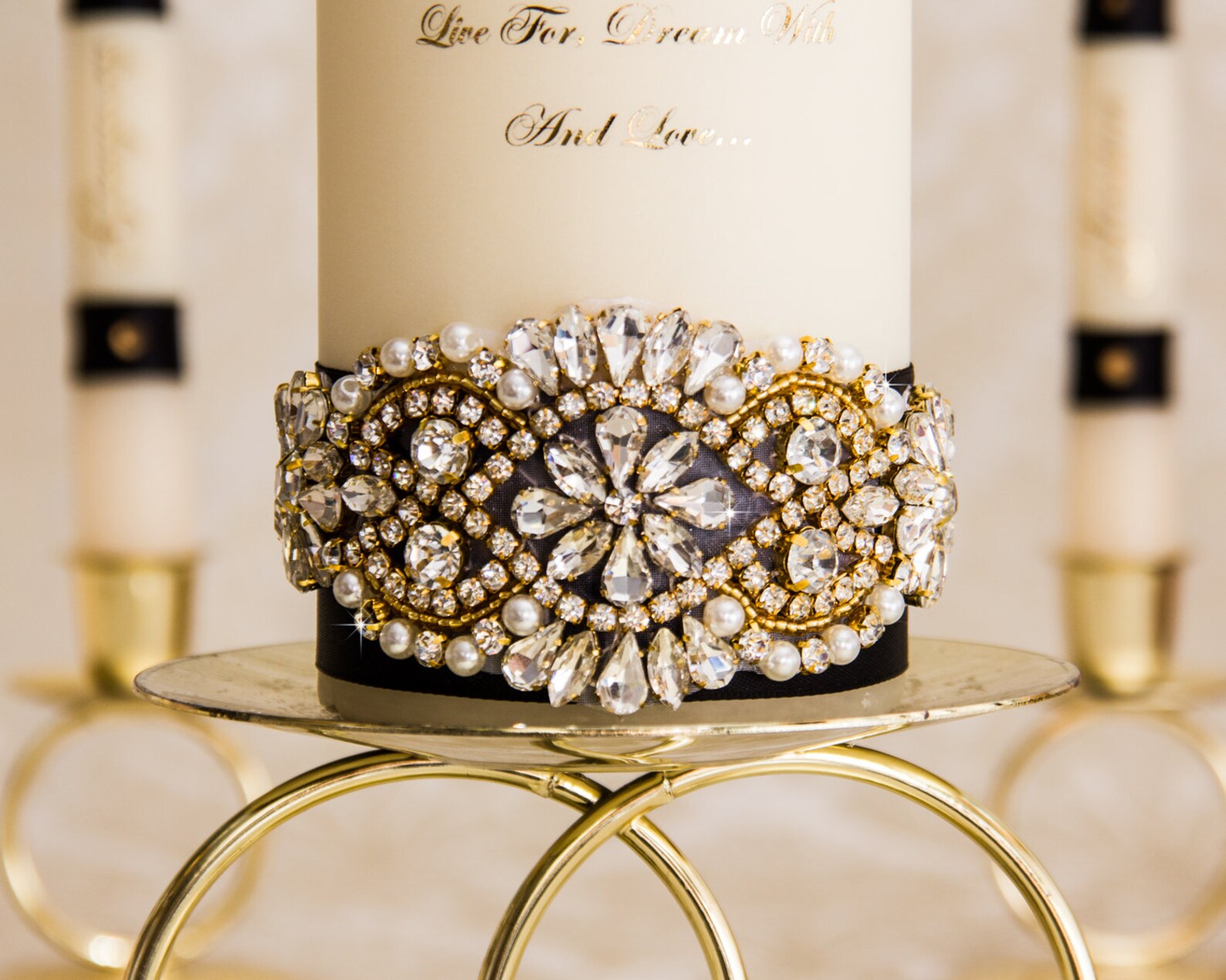 Black and Gold Wedding Unity Candle Set Gold Wedding Unity | Etsy