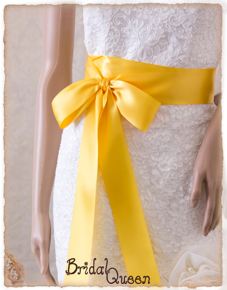 Bridal Sash YELLOW Satin Ribbon Sash Wedding Sash Satin - Etsy