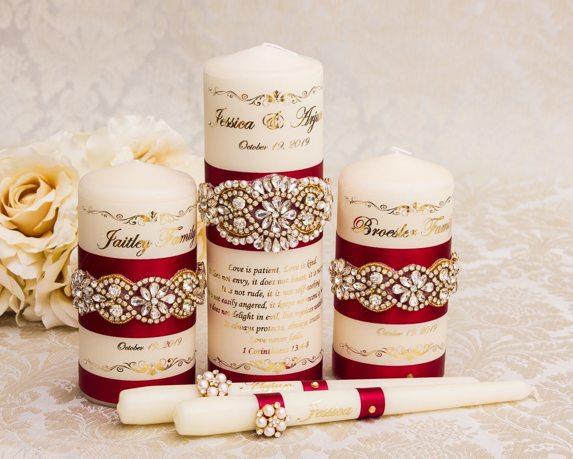 Personalized Wedding Unity Candle Set Family Wedding Candles - Etsy