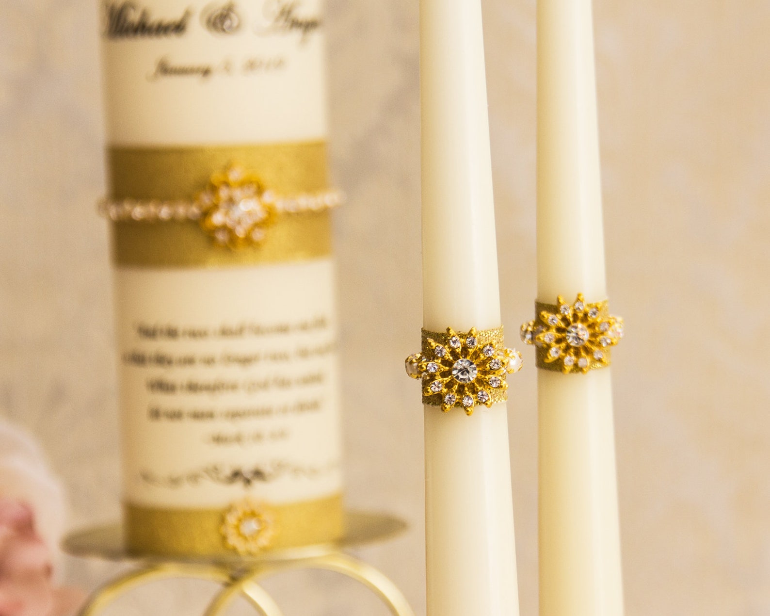 Gold Personalized Wedding Unity Candle Set, Gold Unity Candles ...
