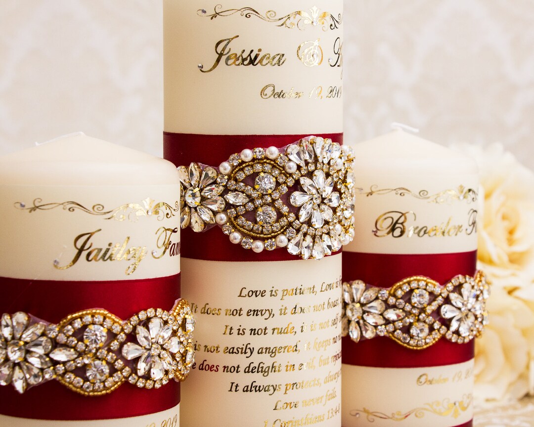 Personalized Wedding Unity Candle Set, Family Wedding Candles Set ...