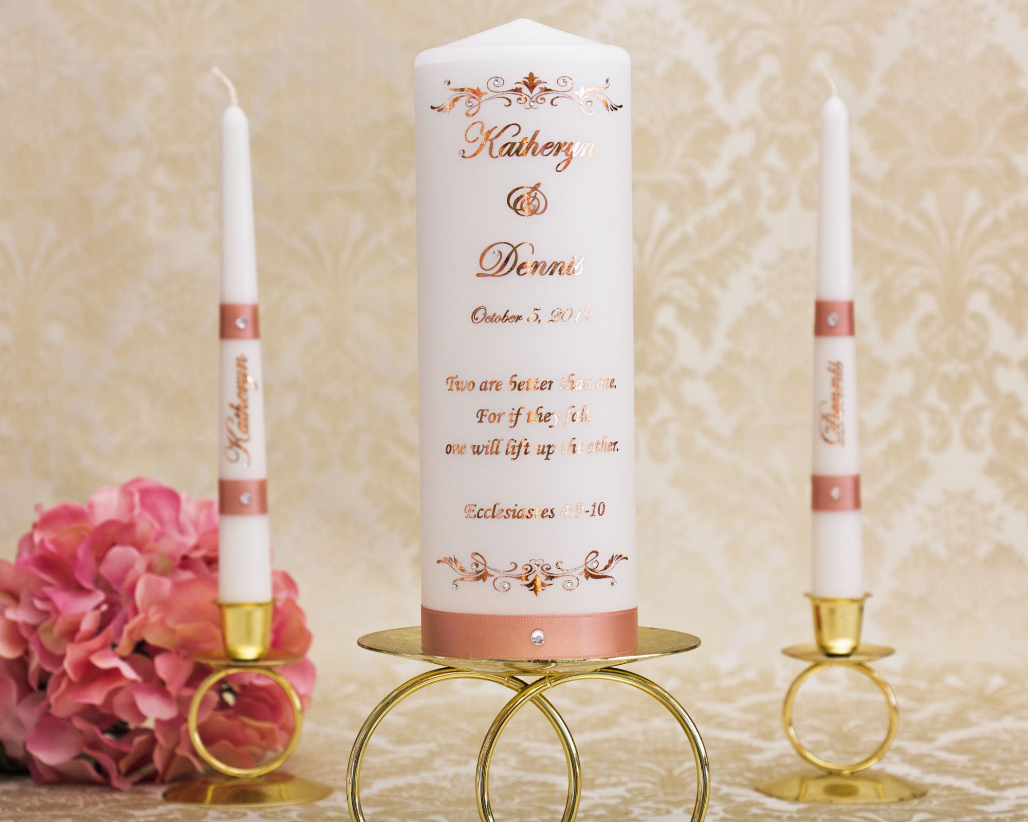 Purple Wedding Unity Candle Set Modern Wedding Candles Set | Etsy