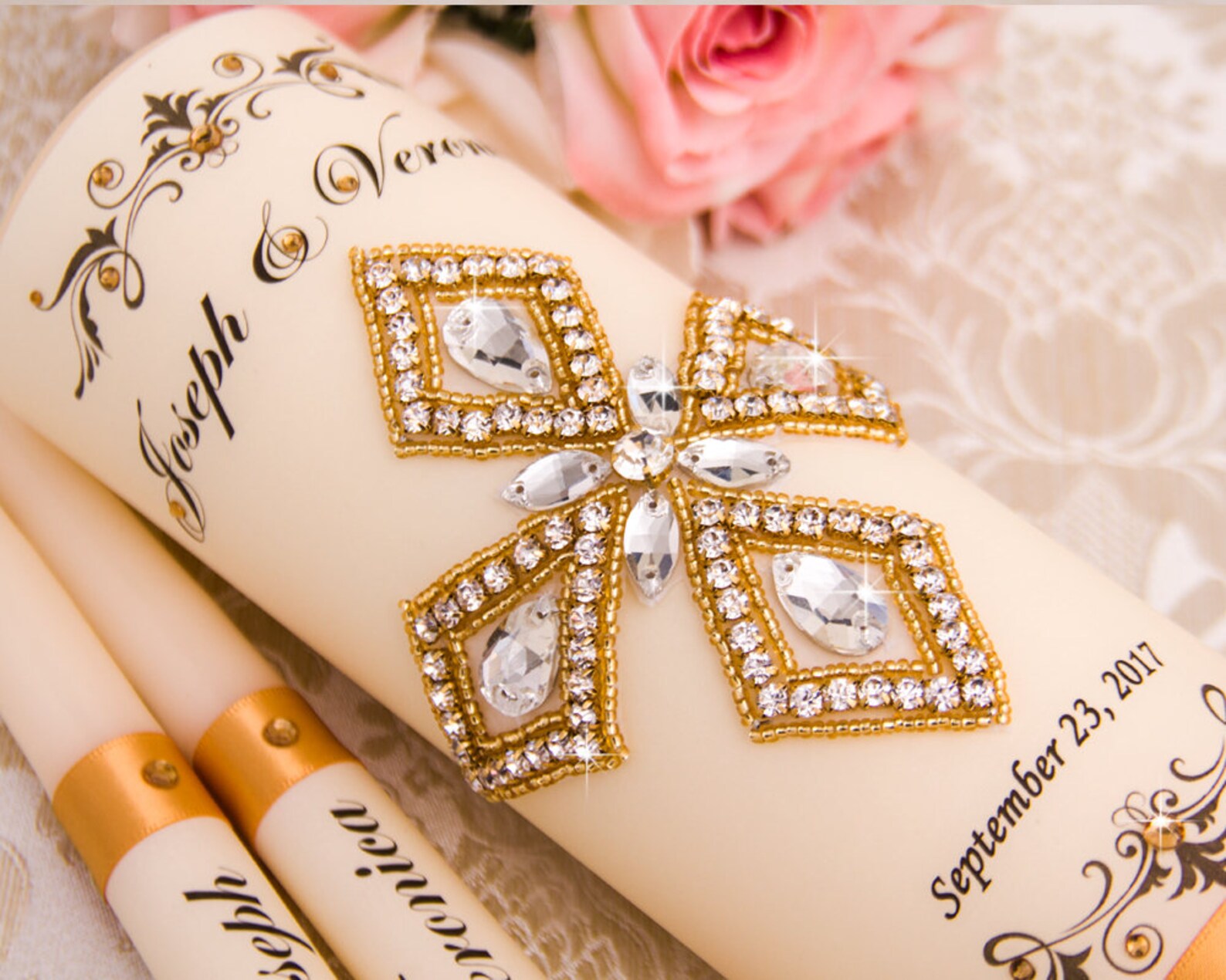 Gold Wedding Unity Candle Set Gold Unity Candle Set | Etsy