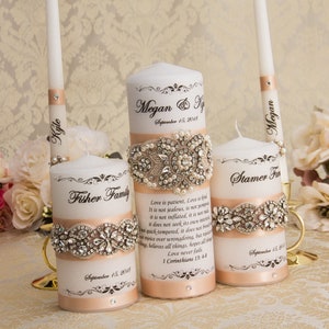 Wedding Unity Candle Set, Family Wedding Candles Set, Blush Unity ...