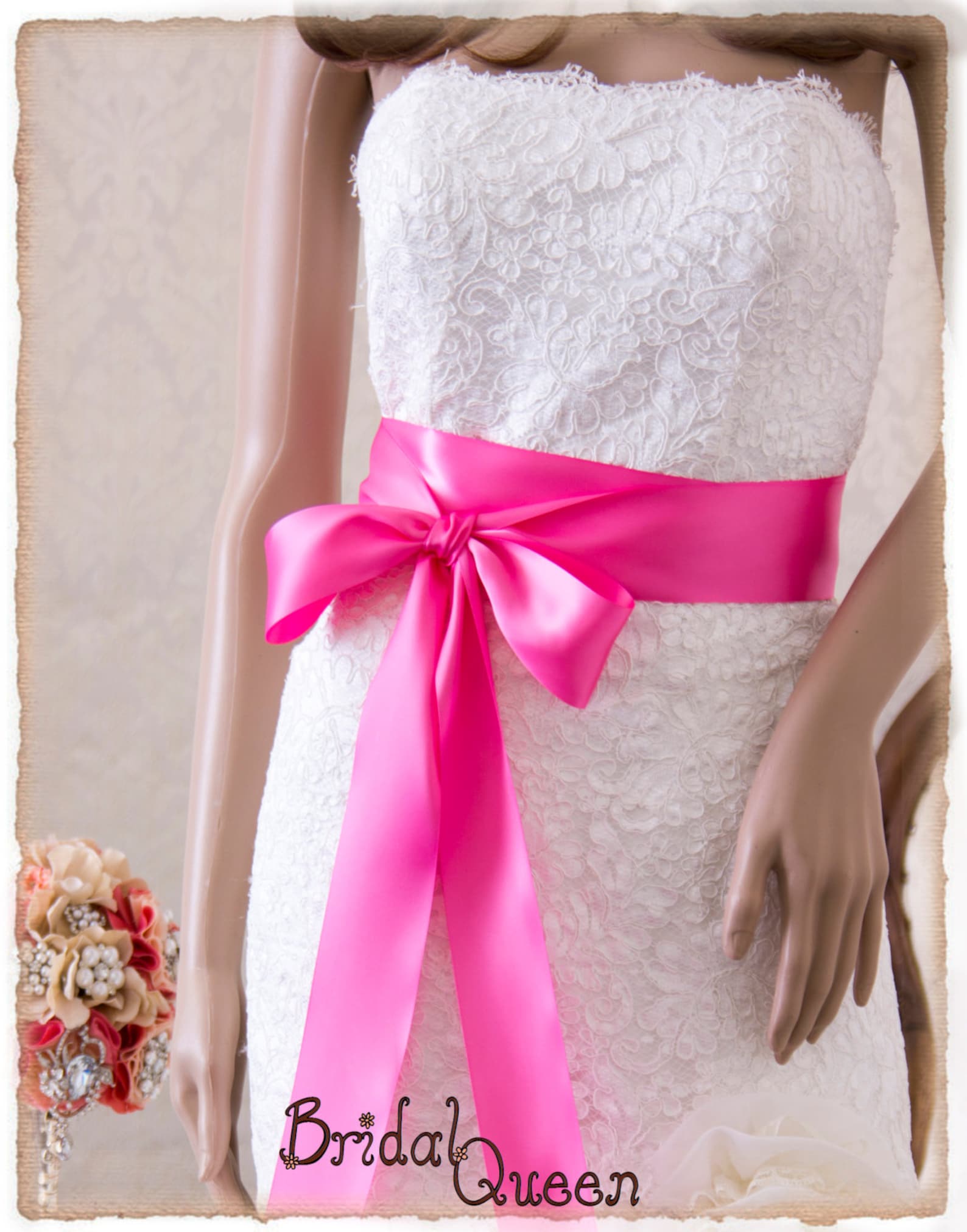 Bridal Sash HOT PINK Satin Ribbon Sash Wedding Sash Satin - Etsy
