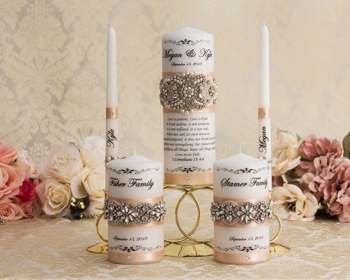 Wedding Unity Candle Set Family Wedding Candles Set Blush - Etsy
