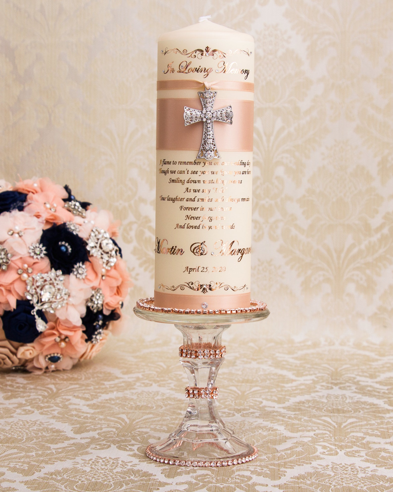 Wedding Unity Candle Holder Set Rose Gold Art Deco Gatsby Wedding Unity ...