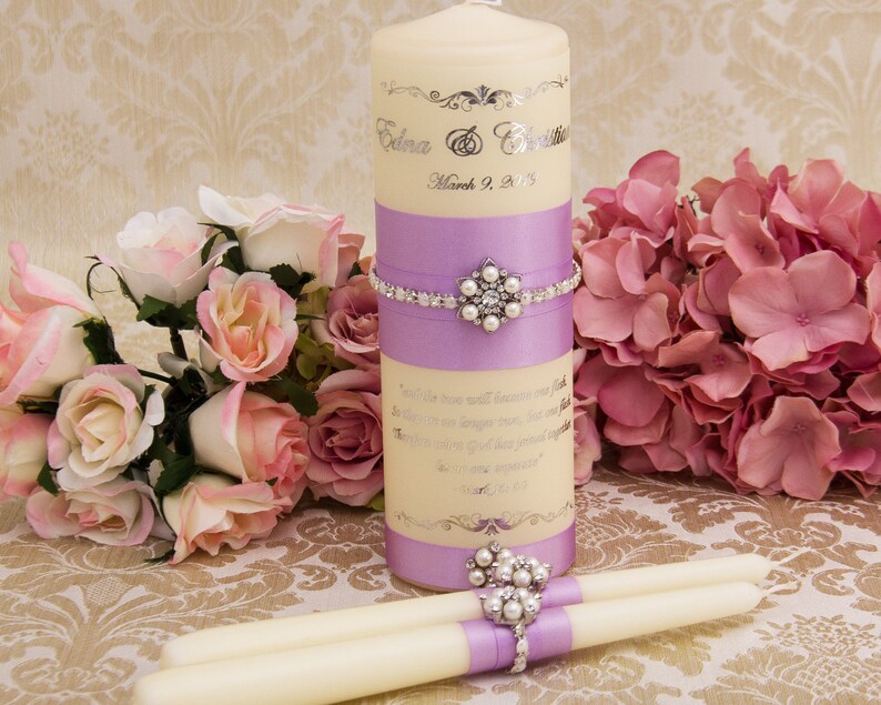 Lilac Unity Candle Set Orchid Wedding Unity Candles Purple | Etsy