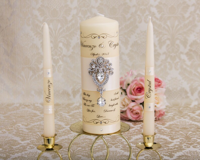 Personalized Unity Candle Set Ivory Wedding Unity Candle Set | Etsy