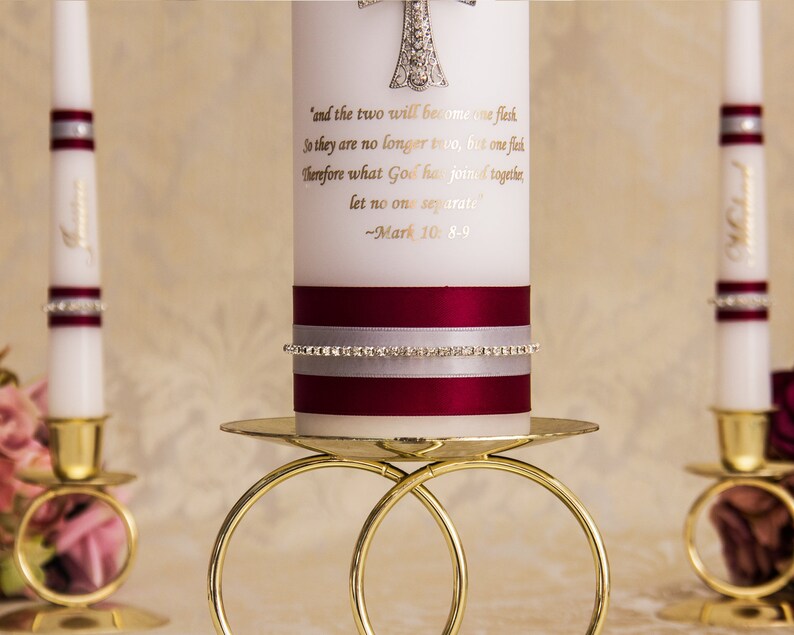 Personalized Unity Candle Set Silver Cross Candle Set Church Wedding ...