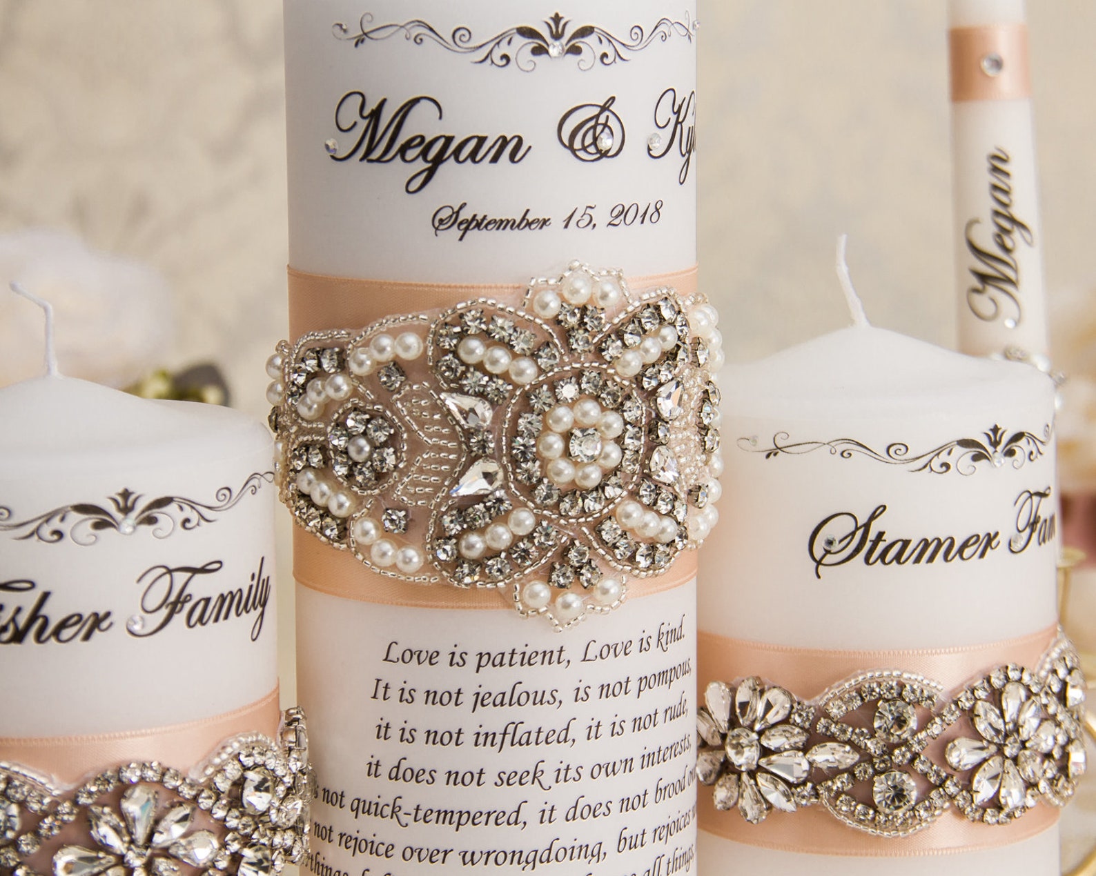 Wedding Unity Candle Set, Family Wedding Candles Set, Blush Unity ...
