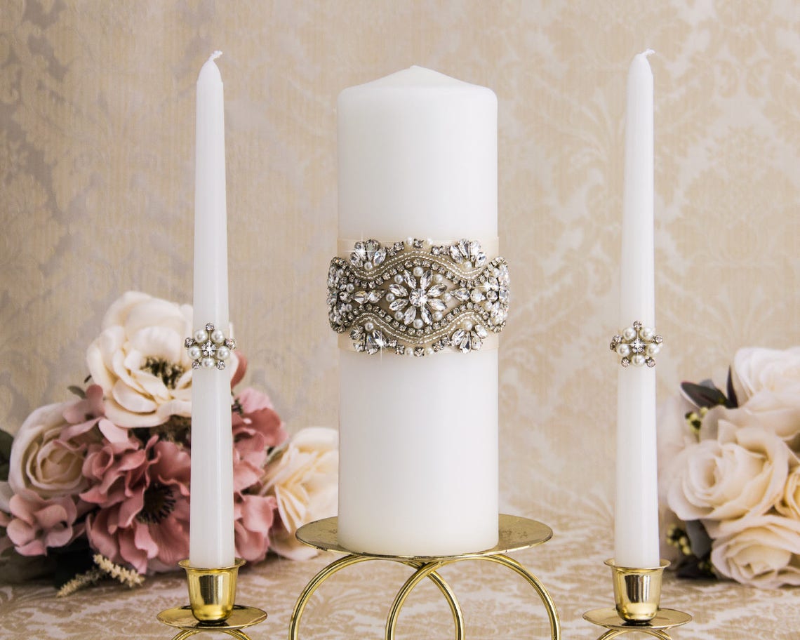 Ivory Wedding Unity Candles Set, Ivory Wedding Candle Set - Etsy
