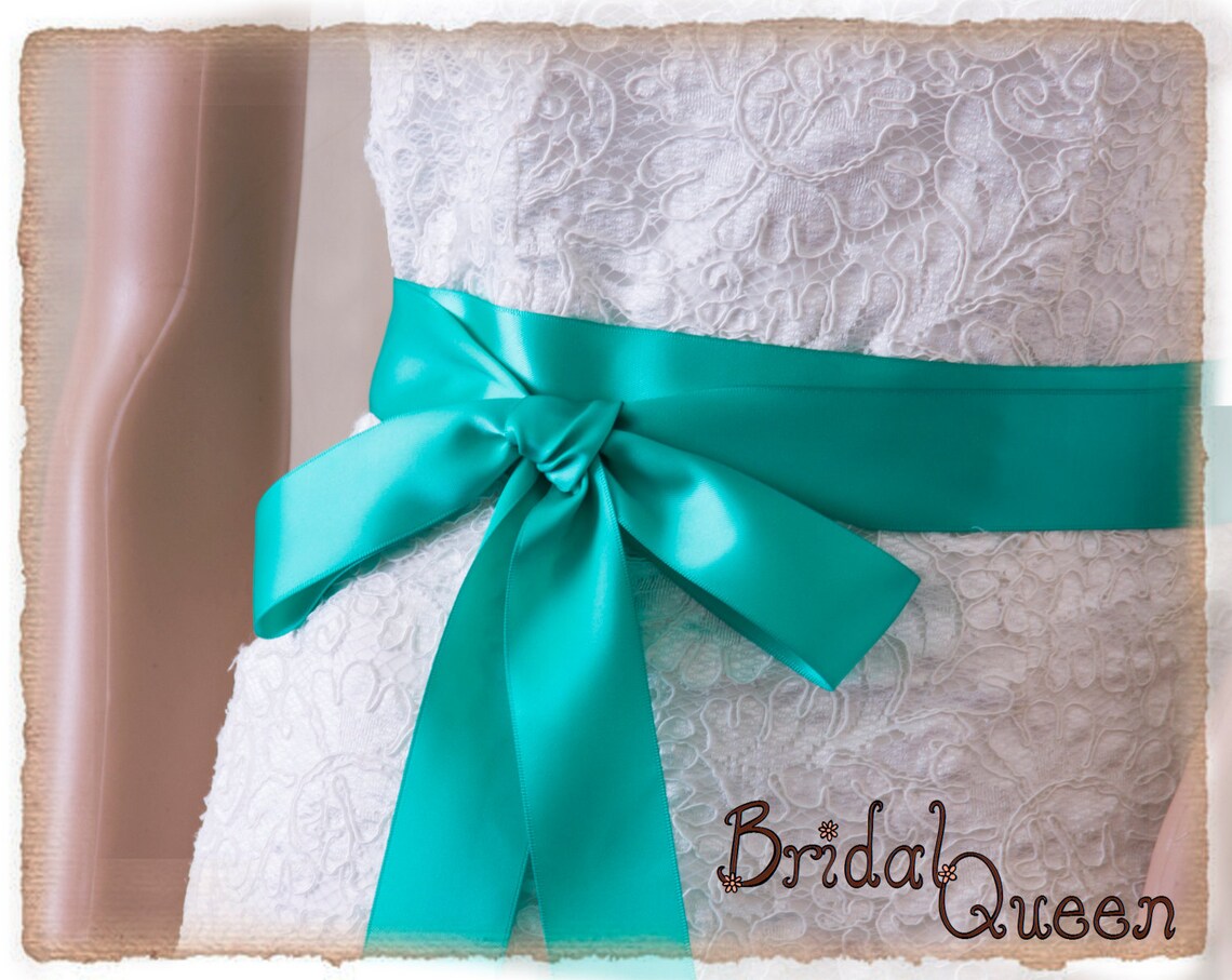 DEEP TURQUOISE Bridal Sash, Satin Ribbon Sash, Wedding Sash, Satin ...