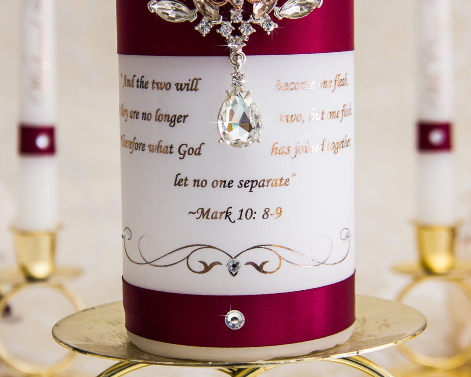 Rose Gold Unity Candle Set Burgundy Wedding Unity Candles Rose | Etsy