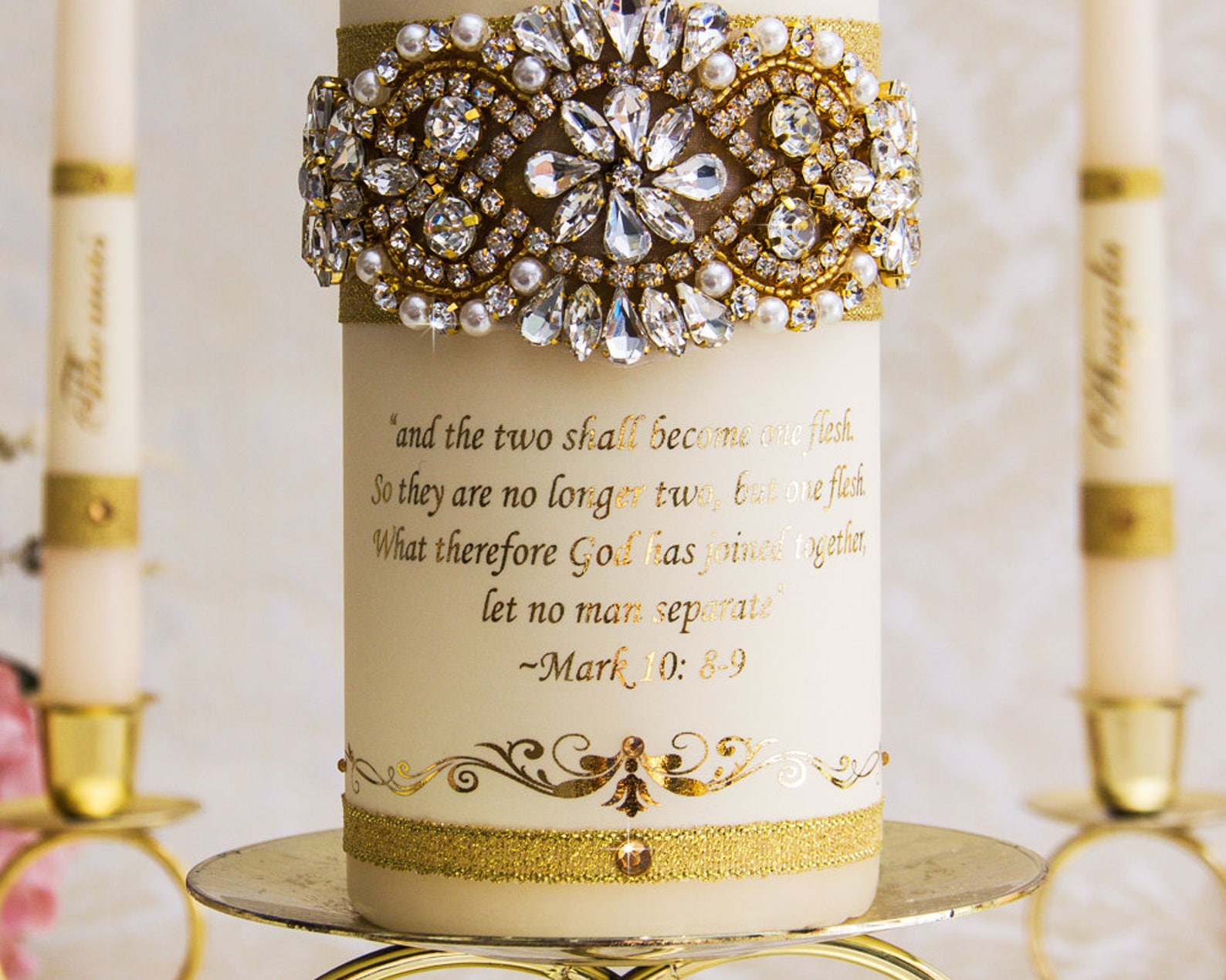 Wedding Unity Candle Set in Gold Personalized Candles Gold - Etsy