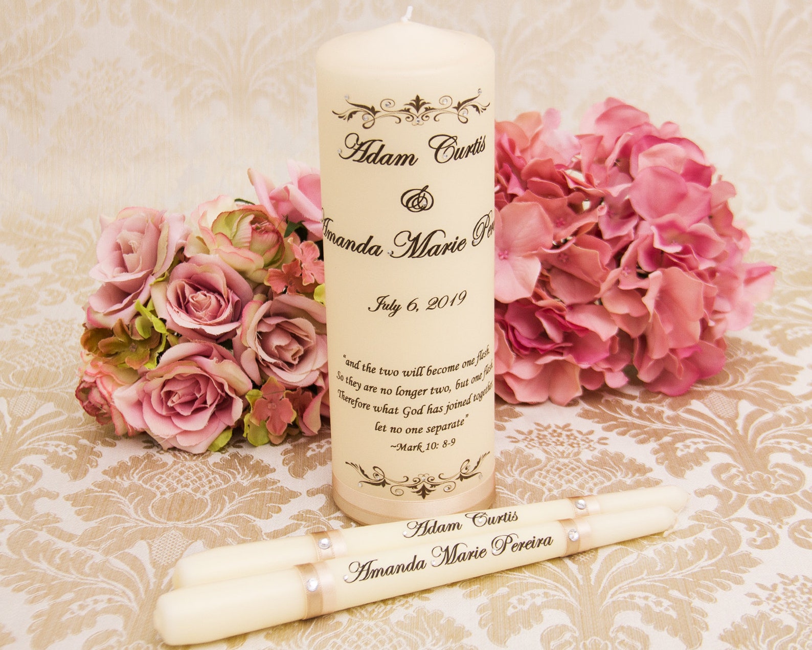 Purple Wedding Unity Candle Set Modern Wedding Candles Set | Etsy