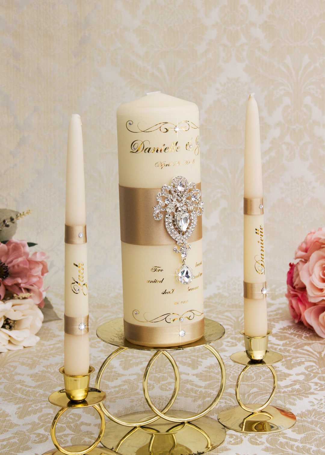 Gold Wedding Unity Candles , Gold Wedding Candles, Champagne Wedding ...