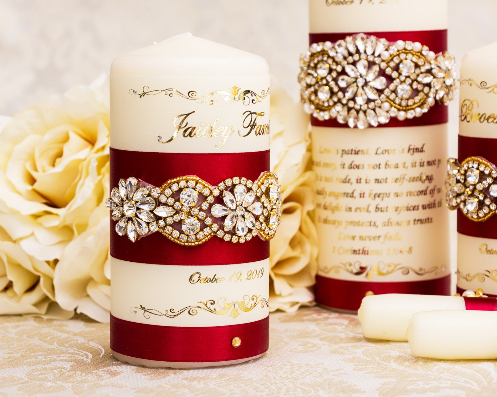 Personalized Wedding Unity Candle Set Family Wedding Candles - Etsy